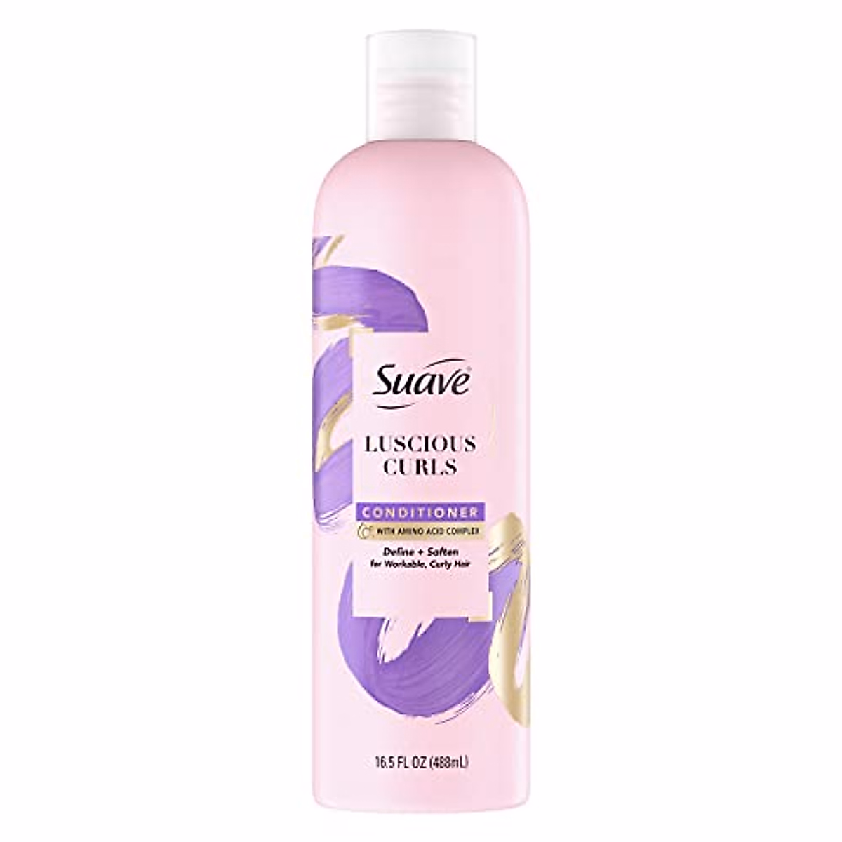 Suave Pink Hair Conditioner for Luscious Curls, 16.5 fl oz, With Amino Acid Complex, Moisturizes and Defines Curls, For Workable, Curly Hair