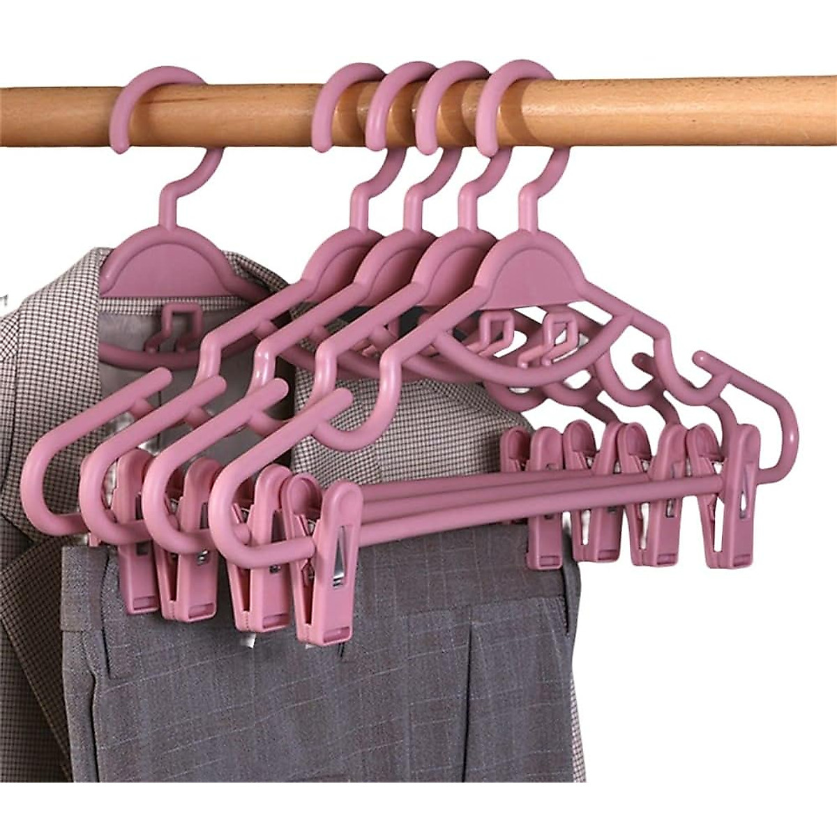10pcs Heavy Duty Slim Plastic Hangers Clothes Hangers with Clips for Home Closet