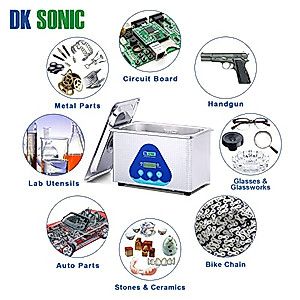 DK SONIC 42KHz Ultrasonic Cleaner with Digital Timer and Basket for Jewelry, Ring, Eyeglasses, Denture, Watchband, Coins, Small Metal Parts, Daily Necessaries, etc (900ML, 110V)