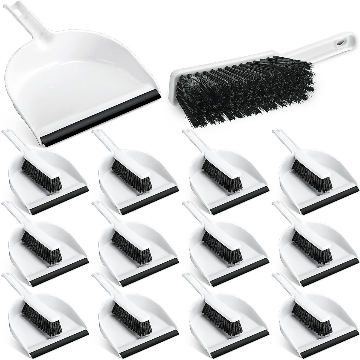 Zubebe 12 Pcs Mini Dustpan and Brush Set, Small Broom and Dustpan Set Small Cleaning Brush Portable Hand Broom and Dustpan Set for Home Office Kitchen Table Desktop Floor Cleaning Supplies
