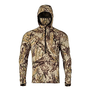 First Lite Men’s Origin Hoody - Lightweight Fleece Insulated Camo Hunting Fleece Pullover - First Lite Typha - Medium