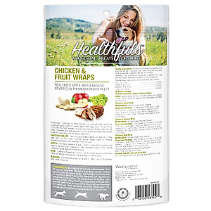 WESTMINSTER PET PRODUCTS Healthfuls Chicken Wrapped Fruit Treats, 3.5 oz - Dried Apple, Kiwi, and Banana Wrapped in Premium Chicken Filet - Healthy, Protein Rich Treats for Dogs