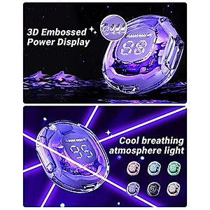 ACEFAST T8 Wireless Earphones Bluetooth 5.3 Headphones LED Power Display Mini Crystal in-Ear Earbuds with Wireless Charging Case Touch Control Built-in Mic Headphone for Sports Waterproof Earphone