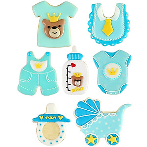  Baby Shower Series Cookie Cutters Set of 7 pcs, Stainless Steel Fondant Cutter Molds Baking DIY