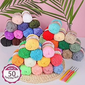 XSEINO Crochet Kit with Crochet Hooks Yarn Set - Premium Bundle includes 40 Colors Crochet Yarn Balls, Crochet Kit, Accessories Kit, Crochet Bag and Lot More - Starter Pack for Kids Adults