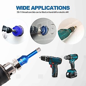 BRSCHNITT Core Drill Bit Arbor Adapter, 5/8"-11 Thread to 3/8" Hex Shank for Threaded Diamond Hole Saw Core Drill Bit