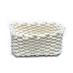 UXZDX Hand-Woven Thick Cotton Storage Box Toy Snack Key Sundries Storage Tray Basket Desktop Storage Box (Color : White)