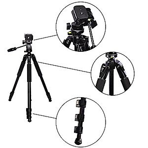 80" Inch Elite Series Professional Heavy Duty w/Angled Legs, Action Camcorder Tripod for DSLR Cameras + Microfiber Cloth