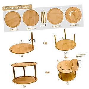 DOITOOL rotating storage rack shelving brackets rack organizer kitchen racks turntable cabinet organizer stand desk tray Double-layer Cosmetics Shelf wooden to rotate bamboo container