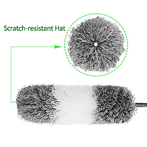 BOOMJOY Microfiber Feather Duster with Extendable Pole, 100" Telescoping Cobweb Duster for Cleaning, Bendable Head, Scratch-Resistant Cover, Washable Duster for Ceiling, Fan, Furniture
