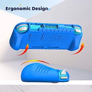 Fintie Kids Case for Nintendo Switch Lite 2019 w/2 Game Card Slots - [Ultralight] [Shockproof] Protective Cover with Ergonomic Grip, Kids Friendly Grip Case for Switch Lite Console, Blue