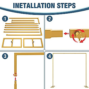 Wokceer 10x10 FT Backdrop Stand Heavy Duty Pipe and Drape Kit, Adjustable Gold Backdrop Stand for Wedding Birthday Party Photography Photo Booth Background Christmas Decoration