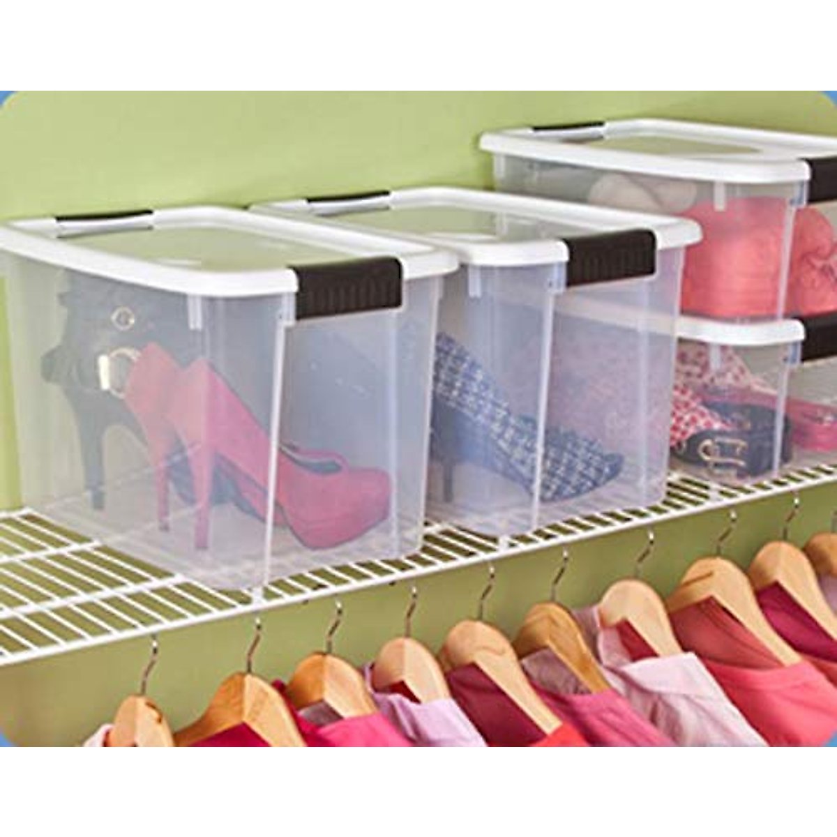 Sterilite 30 Quart Clear Plastic Stackable Storage Container Bin Box Tote with White Latching Lid Organizing Solution for Home & Classroom, 18 Pack