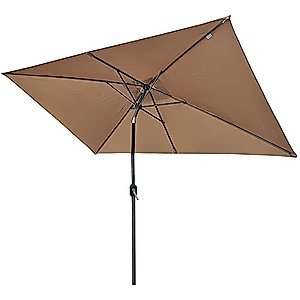 Patio Umbrella Square Outdoor Market Table Umbrella with Push Button Tilt and Crank, 6ft Patio Umbrellas for Porch/Poolside/Lawn/Doorway, Portable Garden Umbrella Parasol (Color : Light Brown)