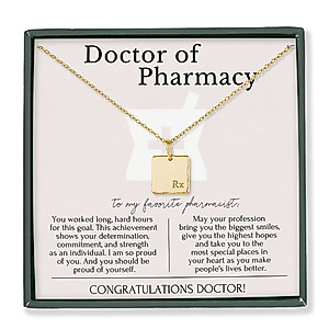 HOPE LOVE SHINE Pharmacist Graduation Gift, PharmD Graduation Necklace Gift, Doctor of Pharmacy, Rx Charm 14K gold-filled, Sterling Silver necklace