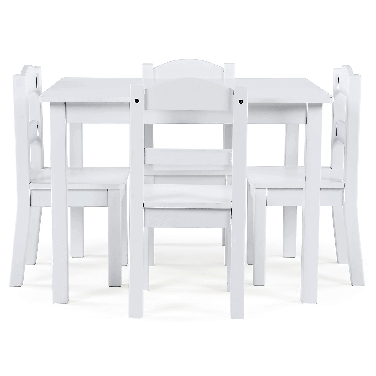 Humble Crew, White Kids Wood Table and 4 Chairs Set