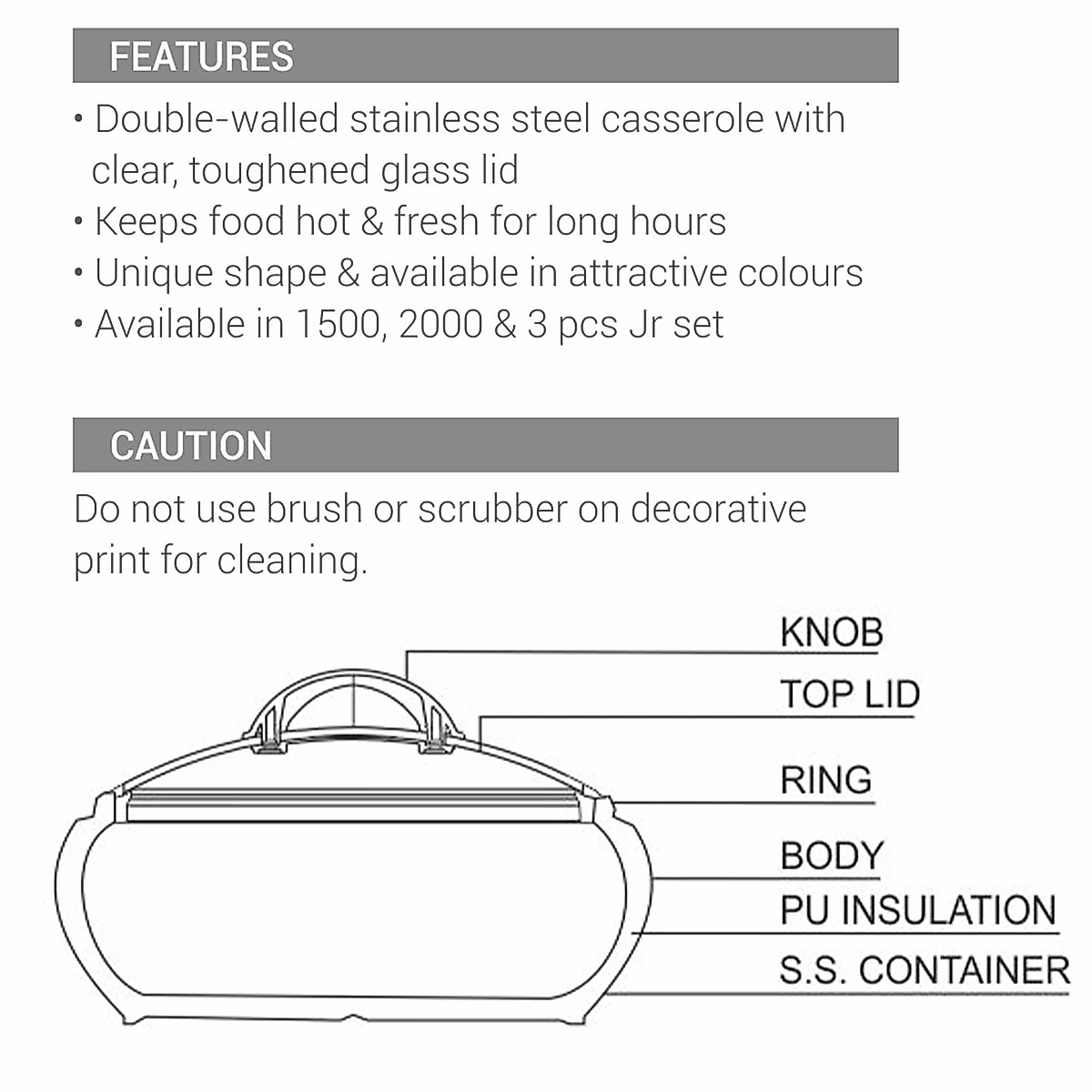 Milton Clarion 2000 Steel Casserole, 1900 Ml, Silver