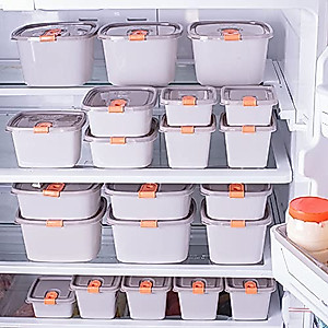 Plastic Food Storage Containers w/attached Lids. Multi sizes Containers. Microwave/Freezer & Dishwasher Safe - Steam Release Valve. BPA/Free (16, Beige & Orange)