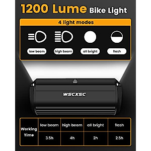 Super Bright Bike Light, 5 Modes Bicycle Light with High Beam Low Beam, USB-C Rechargeable Bike Headlight, Waterproof Bicycle Headlight, MTB Off-Road Cycling Commuting,Road Safety for Men,Women,Kids