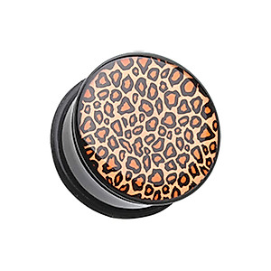 Asian Leopard Print Single Flared Ear Gauge WildKlass Plug (2 GA (6.5mm))