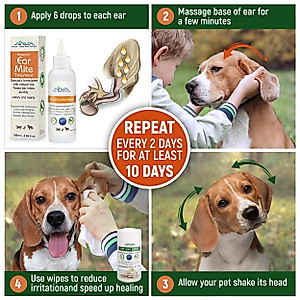 Arava Natural Ear Mite Treatment for Cats and Dogs - Effective Ear Cleaning Drops for Cat and Dog Ear Mites and Prevent Infections - NOT for Cats Under 13 LBS & Puppies Under 9 Months