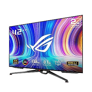 ASUS ROG Swift 41.5” 4K OLED Gaming Monitor (PG42UQ) - UHD (3840 x 2160), 138Hz, 0.1ms, HDMI2.1, True 10 bit, DCI-P3 98%, G-SYNC Compatible, DisplayPort, USB, Console Ready, Remote Control, Anti-Glare