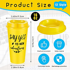FillTouch 12 Pcs Employee Appreciation Cups Appreciation Gifts 16 oz Reusable Plastic Coffee Cups with Lids Team Gift for Staff Coworkers Teacher Thanksgiving Christmas Gifts (Bright Color)