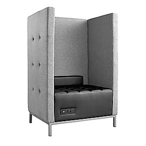 nbf signature series Traffic Modular Seating Lounge Privacy Chair with USB Outlet Ash Grey Fabric Sides/Black Polyurethane Seat