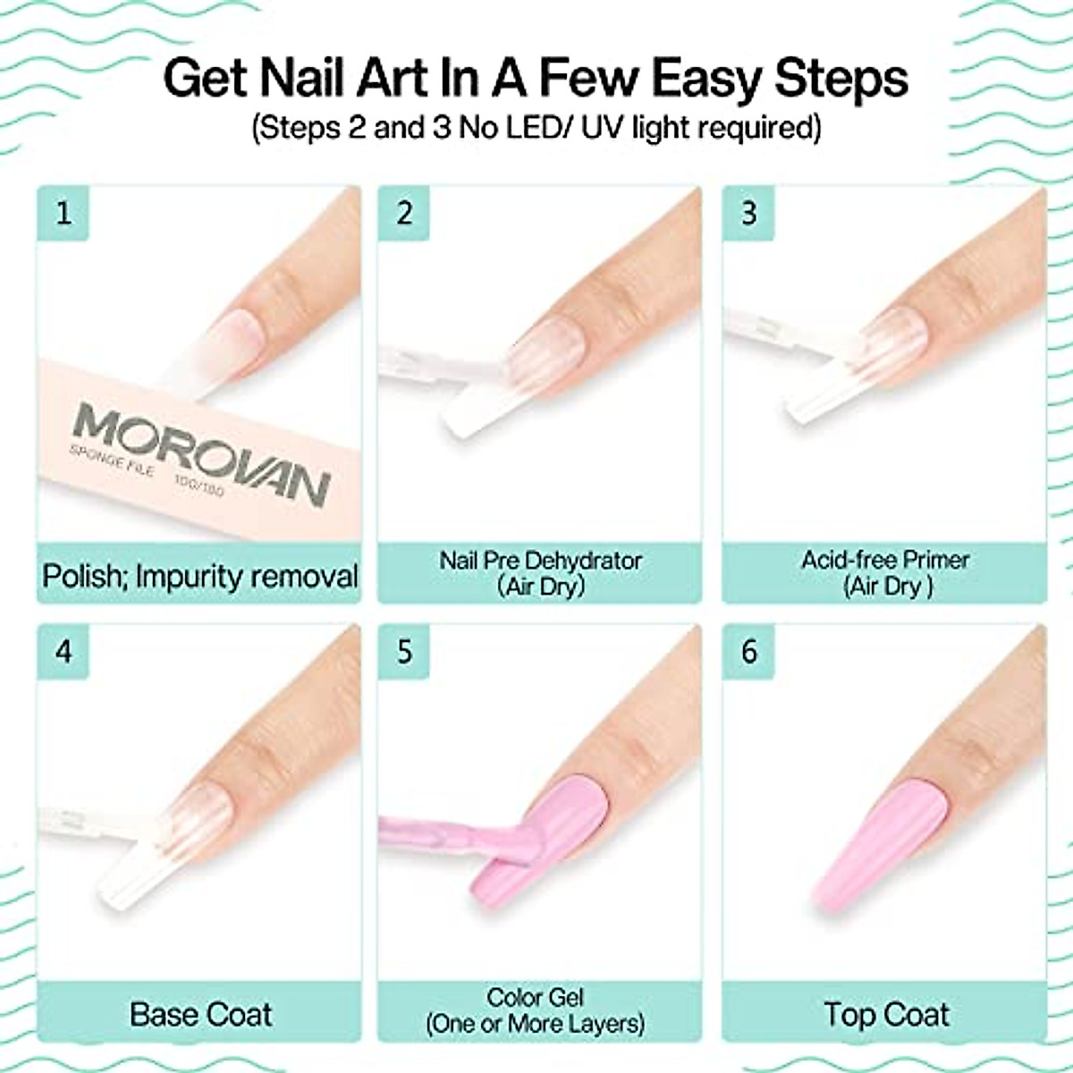 Morovan Acid Free Nail Dehydrator - Professional Dehydrator Nail Prep for UV Gel Nail Polish Acrylic Nails Fast Dry Dehydrator Nails 0.5 oz Natural Nail Primer Dehydrator Base Varnish Manicure Bonder