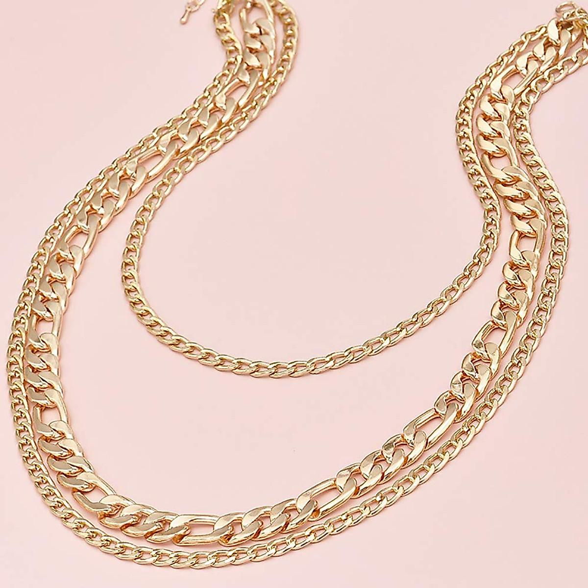 Denifery Punk Cuban Link Chain Choker Necklace Chunky Curb Chain Necklace Chic Layered Clavicle Necklace Hiphop Accessories for Women