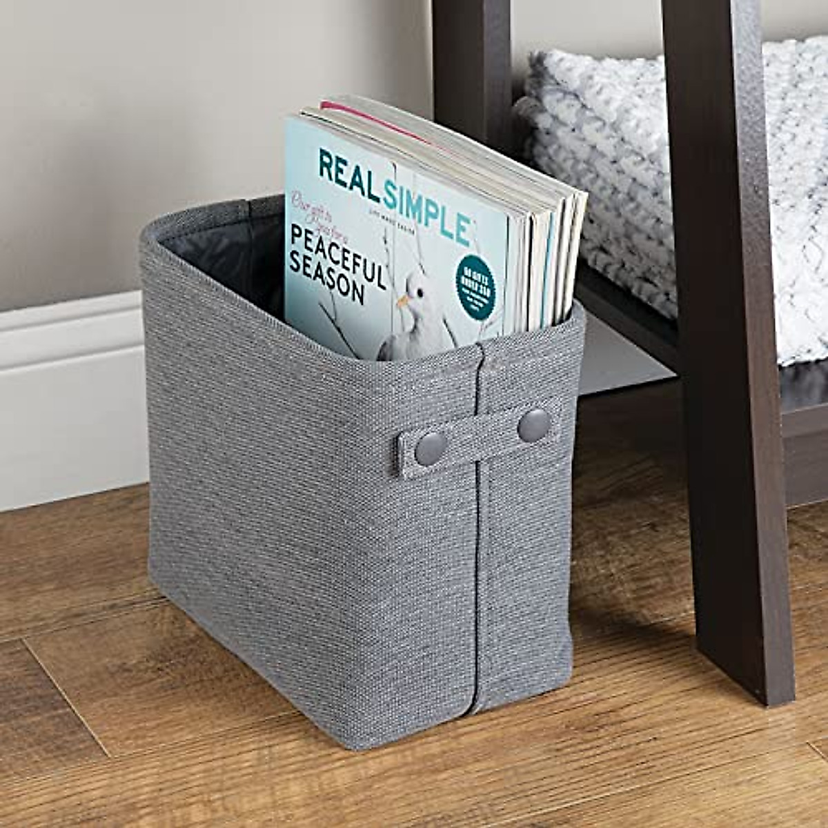 mDesign Fabric Storage Box – Household Storage Basket with Integrated Handles - Perfect for Holding Towels and Bathroom Accessories – Charcoal