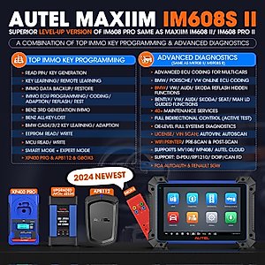 Autel MaxiIM IM608S II: 2024 Newer Ver. of IM608 PRO Top Car IMMO & Key Fob Programming Tool, Same as IM608 PRO II/ IM608 II, w/ XP400 PRO APB112 GBOX3, AutoScan 2.0, Advanced ECU Coding, 40+ Services
