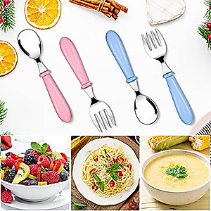 12 Pieces Kids Fork and Spoon Silverware Set Stainless Steel Utensils Flatware Round Handle Utensils Kids Silverware Cutlery Set for Home, Restaurant and Kitchen
