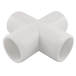 MARRTEUM 1 Inch 4 Way PVC Cross Elbow Fitting Furniture Build Grade SCH40 Pipe Joint for Greenhouse Shed/Garden Support Structure/Storage Frame [Pack of 6]