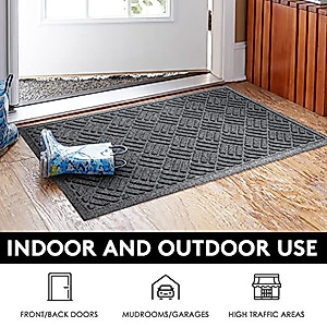 MATALL Front Door Mat 2 Pack Indoor and Outdoor Welcome Mat, Absorbent and Drain Away Water Heavy Duty Entryway Doormat for Front Back Doors, Laundry Rooms, Mudrooms and More, 29.5x17.5IN