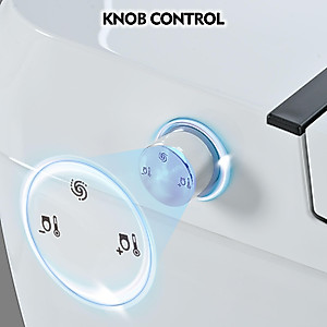 Heated Seat Smart Toilet, without Bidet, Upmarket Compact Dual Flush Toilet, 1/1.28 GPF, Tank less toilet with Adjustable Temp Heated Seat, Foot sensor Flush, White Night Light, Knob Control