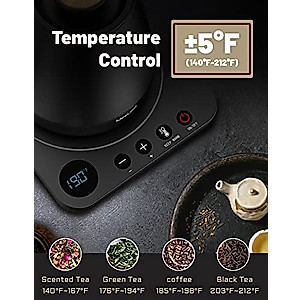 MeeLeya Electric Gooseneck Kettle with Variable Temperature Control, Pour Over Kettle for Coffee and Tea, Electric Kettle 1200 Watt, 0.8L (Black)