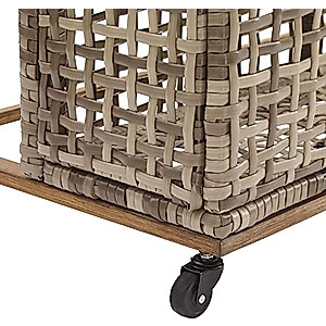 Crosley Furniture Ridley Wicker Outdoor Storage Pool Caddy for Floats, Patio Furniture Cushions, Distressed Gray/Brown