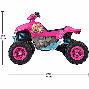 Power Wheels Power Wheels Barbie Pink Racing ATV, 12V battery-powered ride-on vehicle for preschool kids ages 3-7 years (Amazon Exclusive)