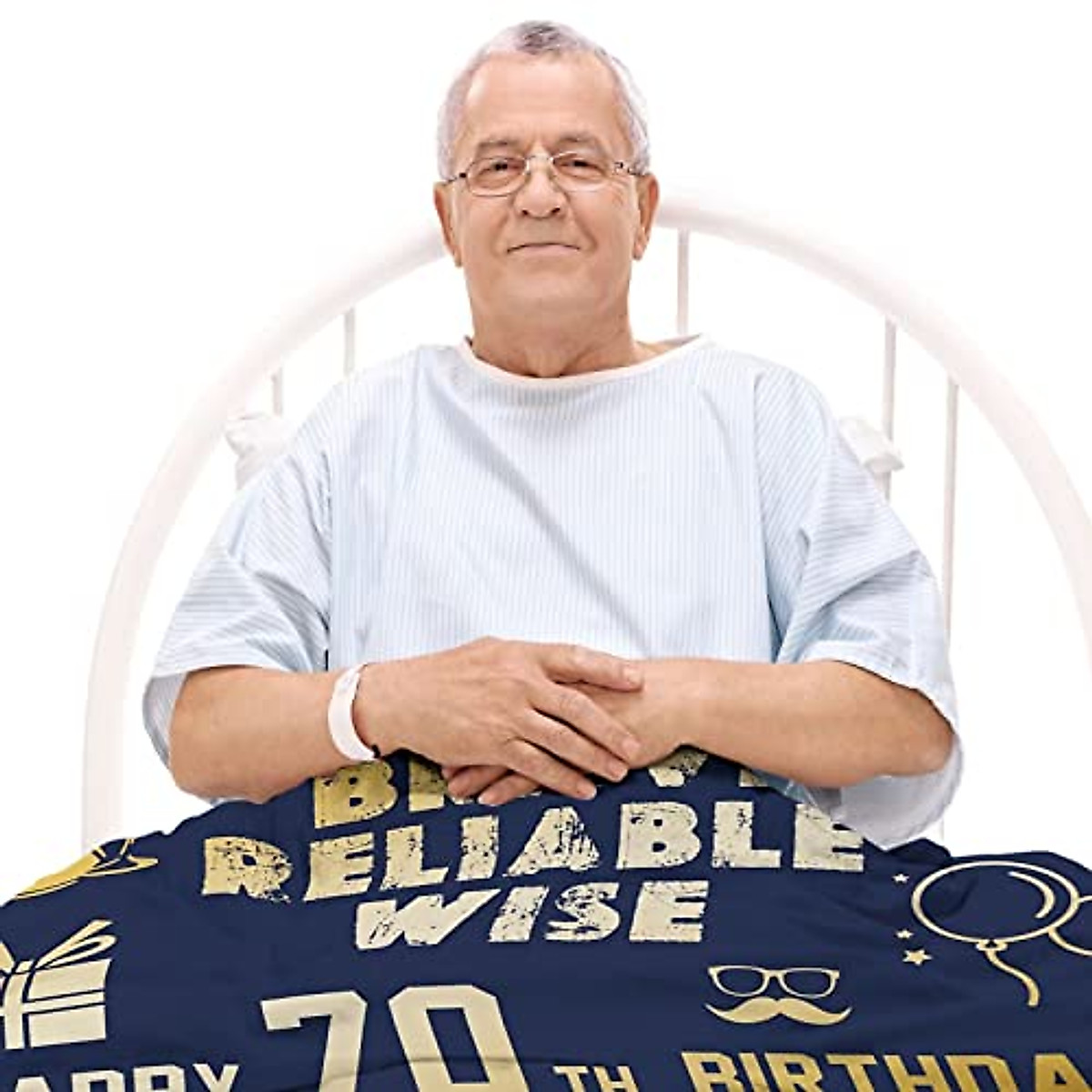 70th Birthday Gifts for Men, 70th Birthday Gifts for Him, 70 Year Old Birthday Gifts for Men, 70th Blanket 70th Birthday Decorations for Men, Gift for 70th Birthday Men, Navy Blue Blanket 60Lx50W Inch