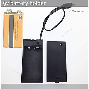 Texsbowe 9v DC Plug Battery Holder Switch Cover with Connector 2.1x 5.5mm, 4-Pack