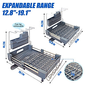 DOFIMATE Expandable Dish Drying Rack,Dish Racks with Drainboard,Multifunctional Stainless Steel Dish Rack for Kitchen Counter