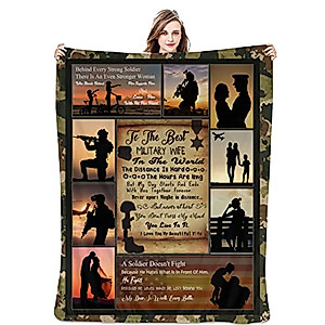 Eercsxul Military Wife Gifts Throw Blanket from Husband, Wife Birthday Gift Ideas Romantic Blanket Valentines Day for Her Deployment Army 50"x60"