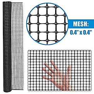 Fencer Wire Black Plastic Poultry Netting Animal & Garden Fence Recyclable Plastic Barrier Environmental Protection Mesh 0.5" x 0.5" (3 ft. x 15 ft.)