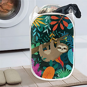 LJMKZJN Cute Sloth Print Foldable Popup Blanket Storage Laundry Bag for My Teenager and Gifts for Bedroom,Home Decor Organizer Nursery Furniture Colletions,(61L,85L)