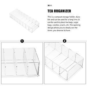 HEMOTON Tea Tea Bag Box Coffee Station Organizer Coffee Bar Box Tea Bag Organizer Holder Countertop Divided Storage Container for Beverage Sugar Sweeteners Tea Bags Organizer