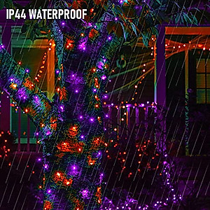Dazzle Bright 2 Pack Halloween Mini String Lights, 50 LED 16FT Waterproof Battery Operated Fairy Lights, 8 Modes Halloween Decorations for Indoor Outdoor Party Garden Decor (Purple & Orange)