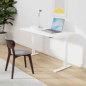 FLEXISPOT White Standing Desk 48 x 24 Inches Whole-Piece Desk Board Electric Stand Up Desk Height Adjustable Desk for Home Office(White Frame + 48" White Top)