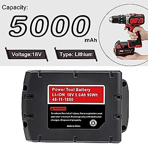 Chgdkjy 2PACKS M18 Battery and Charger Starter Kit Compatible with Milwaukee 18V Battery 48-11-1850 and Battery Charger 48-59-1812