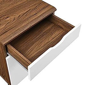 Modway Envision Mid-Century Modern Office File Cabinet in Walnut White